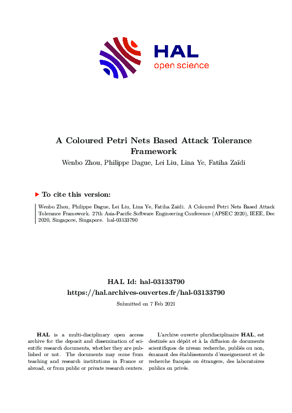 (PDF) A Coloured Petri Nets Based Attack Tolerance Framework