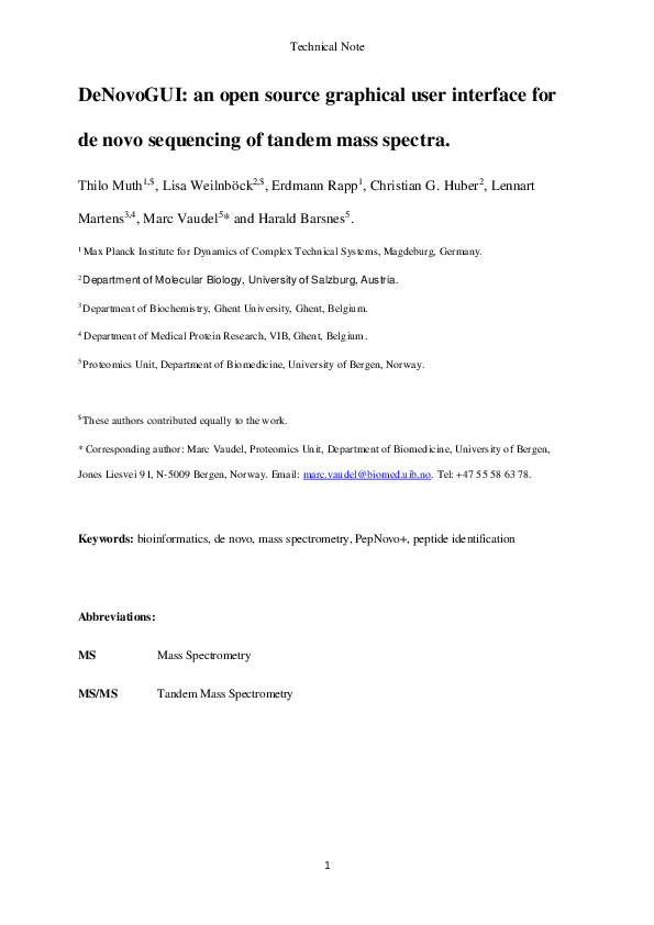 (PDF) DeNovoGUI: An Open Source Graphical User Interface for de Novo Sequencing of Tandem Mass ...