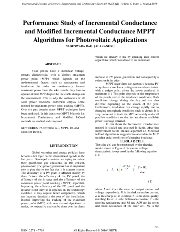 (PDF) Performance Study of Incremental Conductance and Modified ...