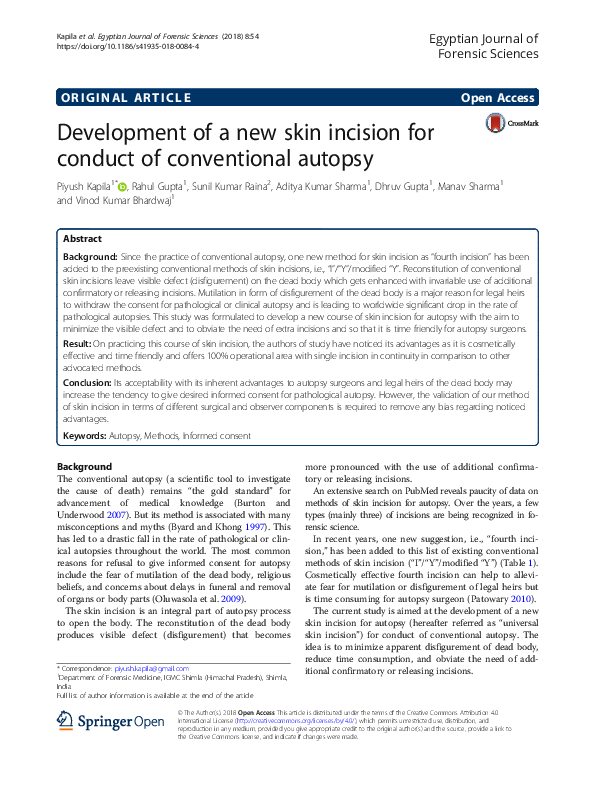 (PDF) Development of a new skin incision for conduct of conventional ...
