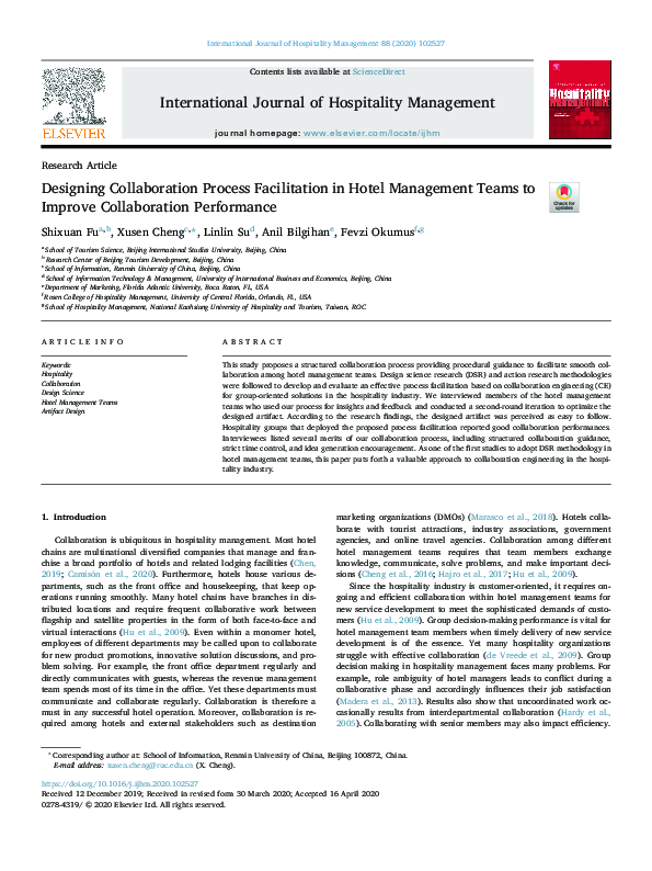 (PDF) Designing Collaboration Process Facilitation in Hotel Management ...