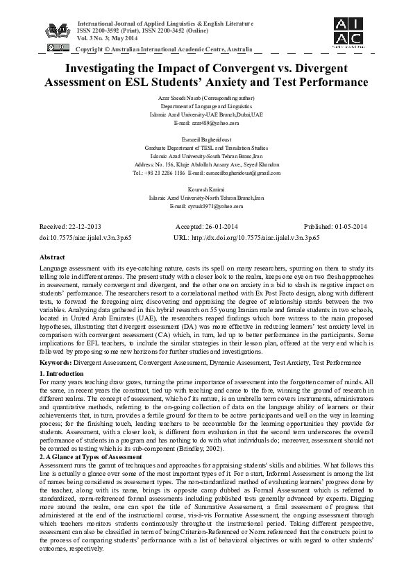 (PDF) Investigating the Impact of Convergent vs. Divergent Assessment ...