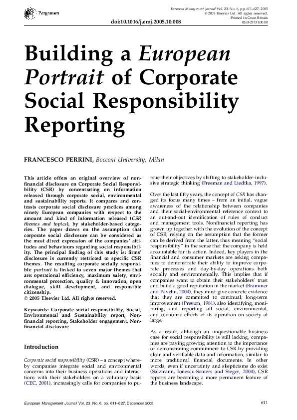 (PDF) Building a European Portrait of Corporate Social Responsibility ...