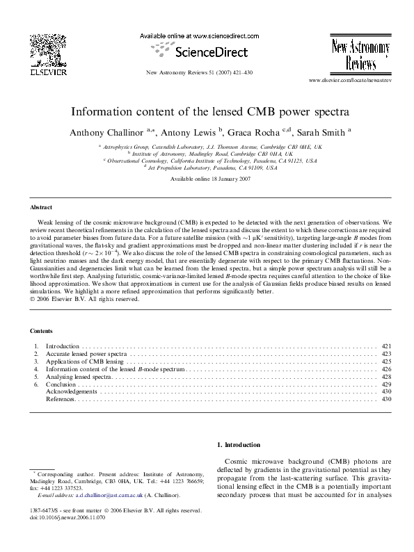 (PDF) Information content of the lensed CMB power spectra