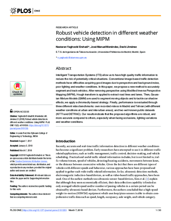 (PDF) Robust vehicle detection in different weather conditions: Using MIPM