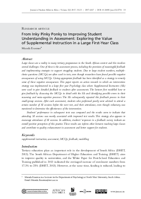 (PDF) From Inky Pinky Ponky to Improving Student Understanding in Assessment: Exploring the ...