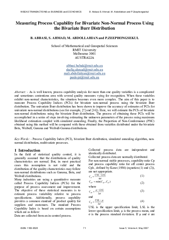 (PDF) Measuring Process Capability for Bivariate Non-Normal Process Using the Bivariate Burr ...
