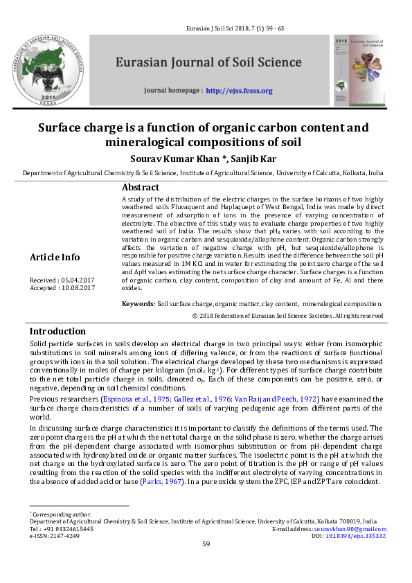 (PDF) Surface charge is a function of organic carbon content and ...