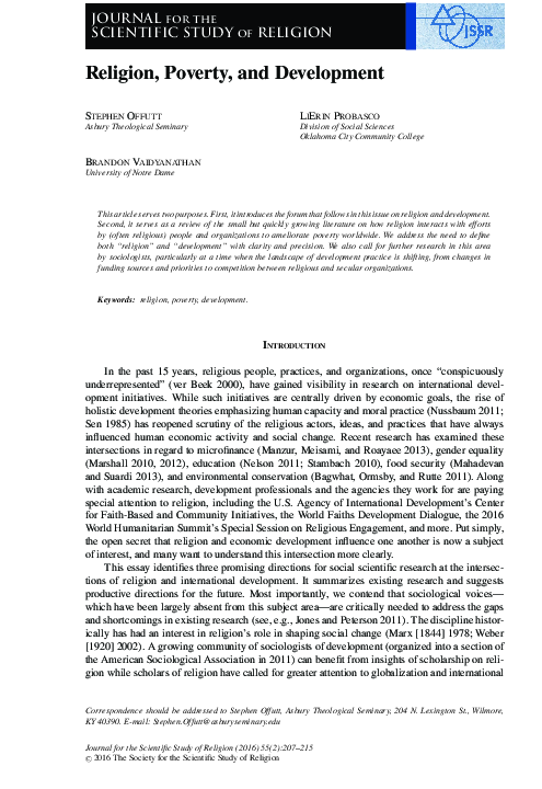 (PDF) Religion, Poverty, and Development | Brandon Vaidyanathan - Academia.edu