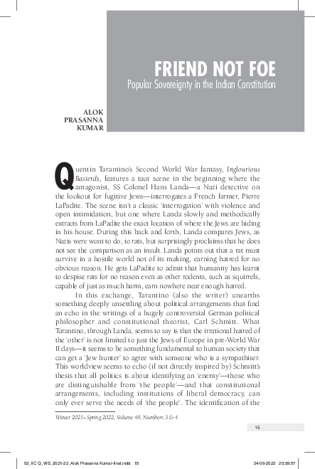 (PDF) Friend not Foe: Popular Sovereignty in the Indian Constitution