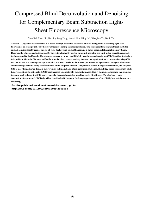 (PDF) Compressed Blind Deconvolution and Denoising for Complementary Beam Subtraction Light ...