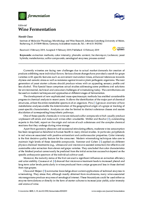 (PDF) Wine Fermentation