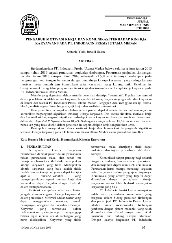(PDF) Pengaruh Motivasi Kerja Dan Komunikasi Terhadap Kinerja Karyawan ...
