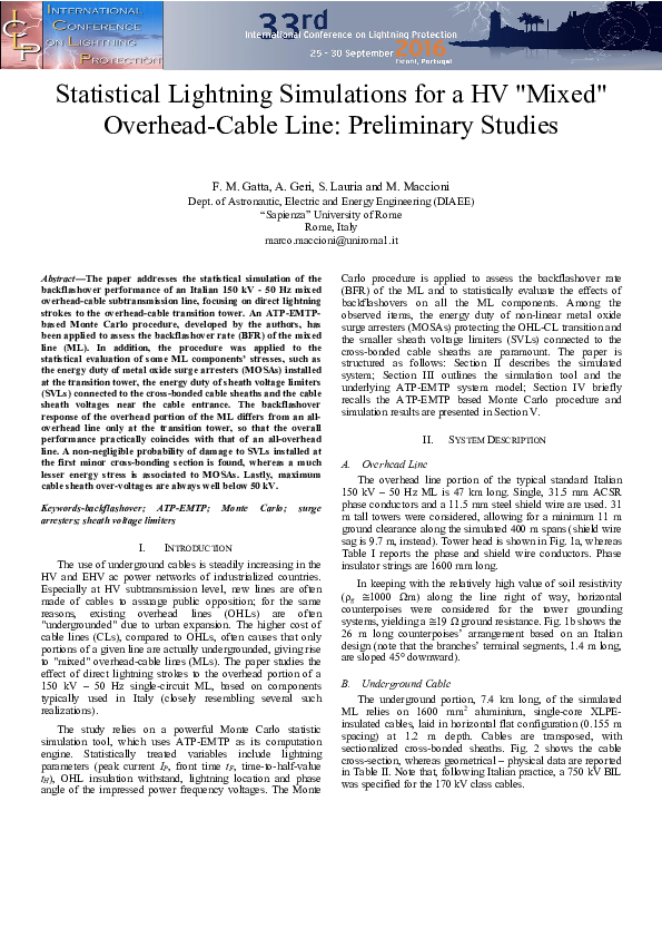 (PDF) Statistical lightning simulations for a HV “mixed” overhead-cable ...