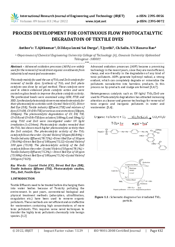 (PDF) PROCESS DEVELOPMENT FOR CONTINUOUS FLOW PHOTOCATALYTIC ...