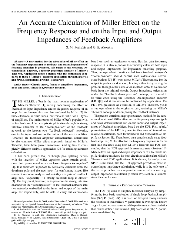 (PDF) An accurate calculation of Miller effect on the frequency ...