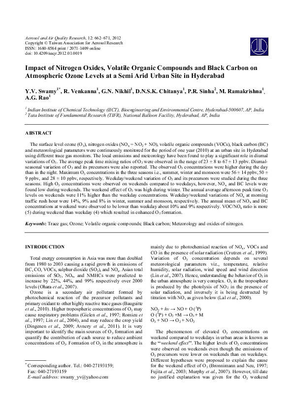 (PDF) Impact of Nitrogen Oxides, Volatile Organic Compounds and Black ...