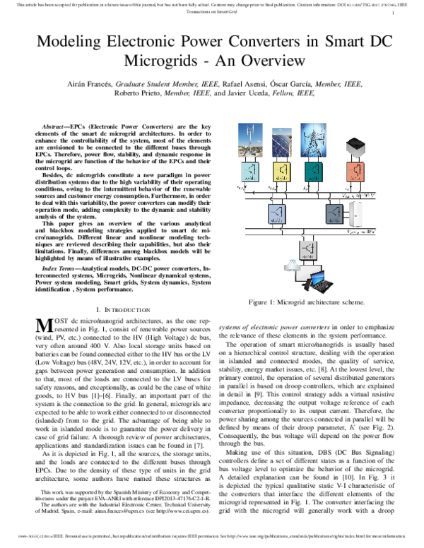 (PDF) Modeling Electronic Power Converters in Smart DC Microgrids—An Overview