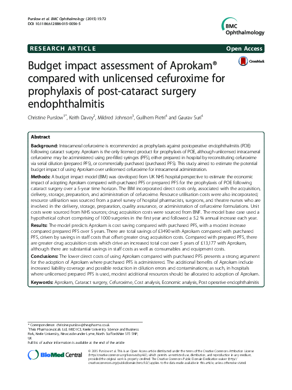 (PDF) Budget impact assessment of Aprokam® compared with unlicensed ...