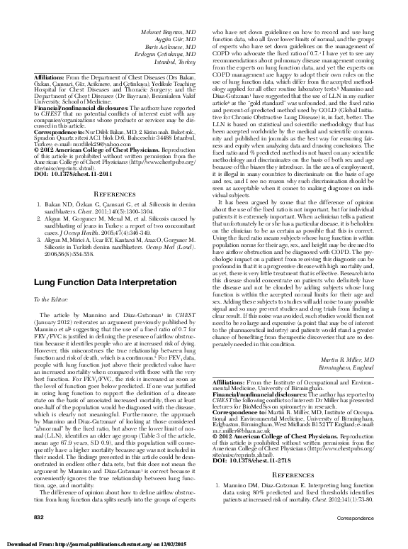 (PDF) Lung Function Data Interpretation