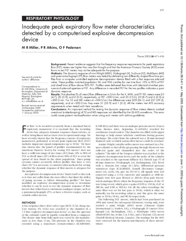 (PDF) Inadequate peak expiratory flow meter characteristics detected by a computerised explosive ...