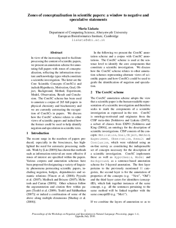 (PDF) Zones of conceptualisation in scientific papers: a window to negative and speculative ...