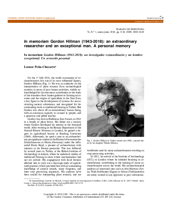 (PDF) In memoriam Gordon Hillman (1943-2018): un investigador ...