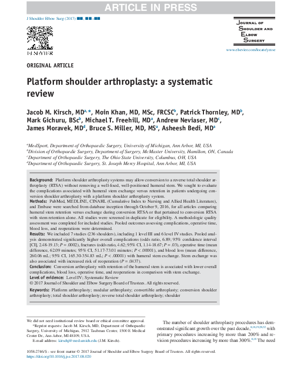 (PDF) Platform shoulder arthroplasty: a systematic review