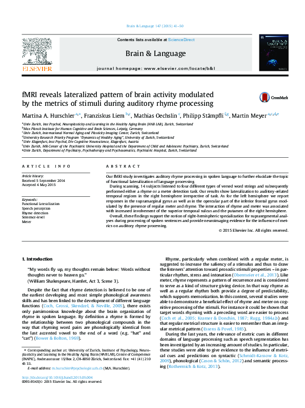 (PDF) fMRI reveals lateralized pattern of brain activity modulated by ...
