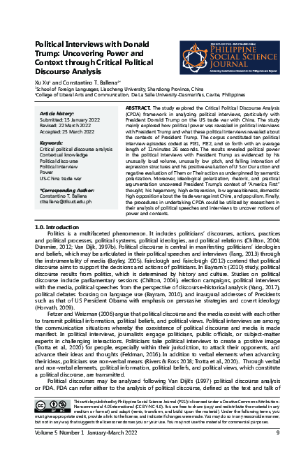 (PDF) Political Interviews with Donald Trump: Uncovering Power and ...