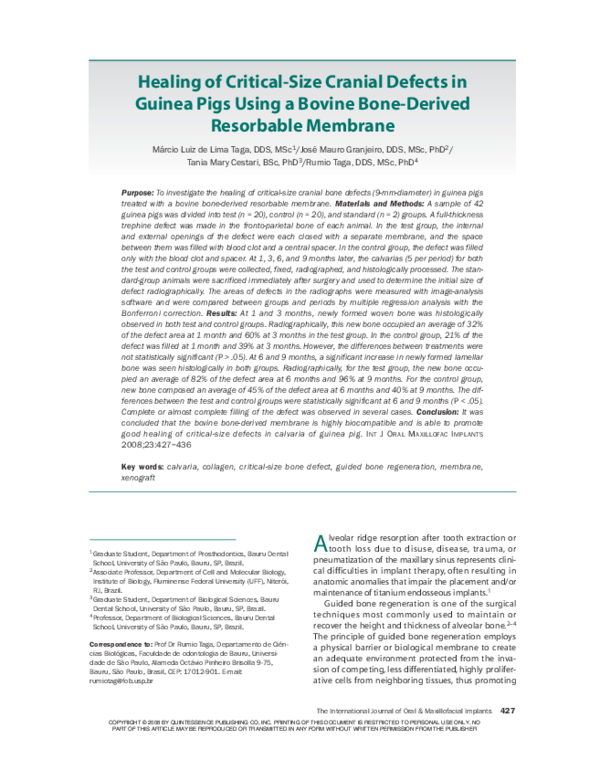 (PDF) Healing of critical-size cranial defects in guinea pigs using a ...