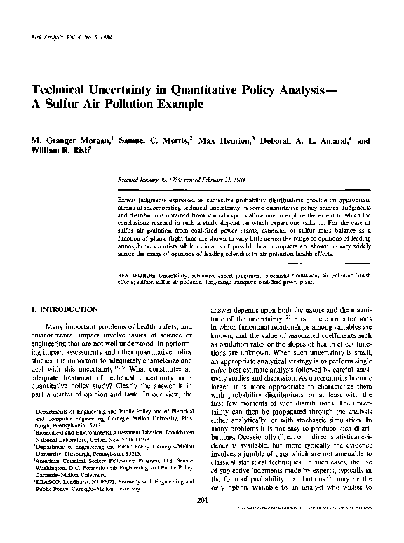 (PDF) Technical Uncertainty in Quantitative Policy Analysis - A Sulfur ...