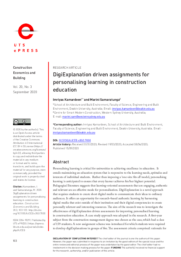 (PDF) DigiExplanation driven assignments for personalising learning in ...