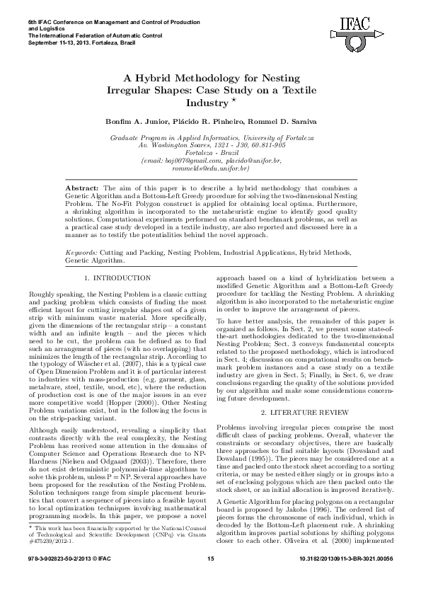 (PDF) A Hybrid Methodology for Nesting Irregular Shapes: Case Study on a Textile Industry ...
