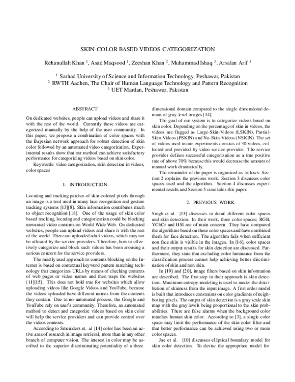 (PDF) Skin-color based videos categorization