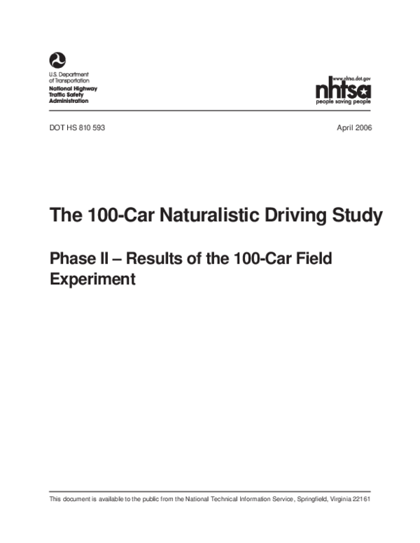 (PDF) The 100-Car Naturalistic Driving Study: Phase II - Results of the ...