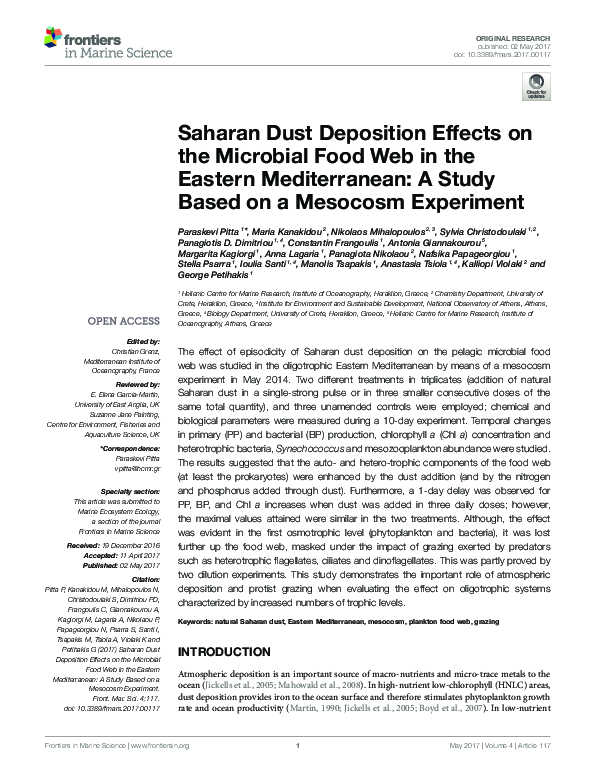 (PDF) Saharan Dust Deposition Effects on the Microbial Food Web in the ...