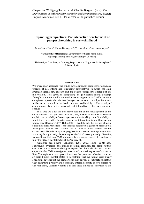 (PDF) Expanding perspectives : The interactive development of ...