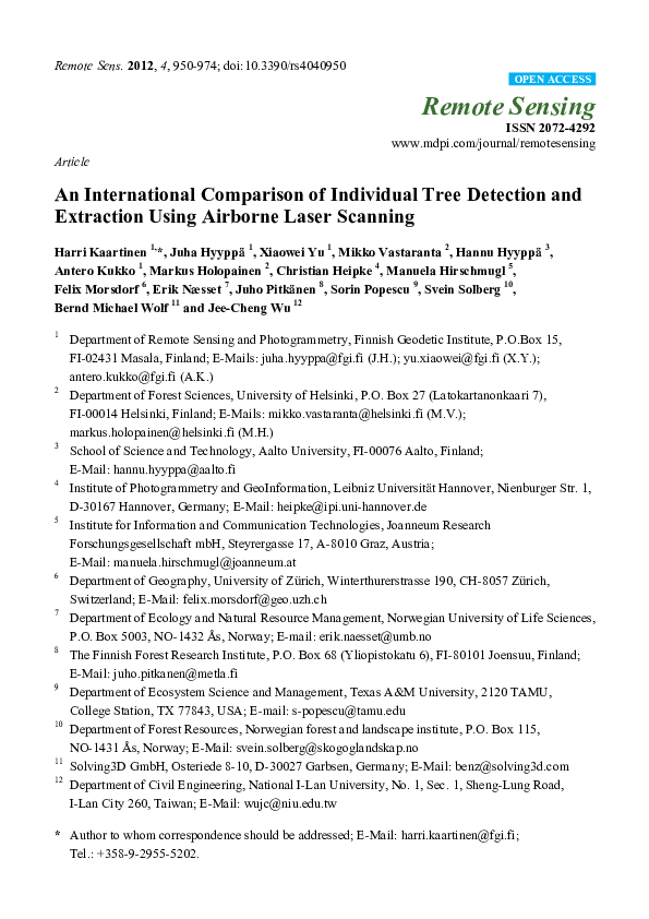 (PDF) An International Comparison of Individual Tree Detection and Extraction Using Airborne ...
