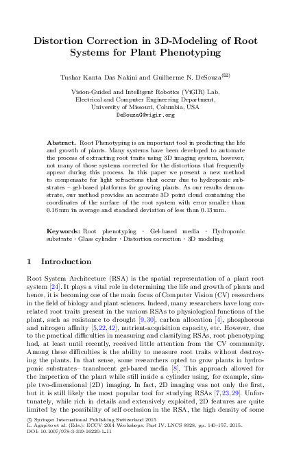 (PDF) Distortion Correction in 3D-Modeling of Root Systems for Plant Phenotyping