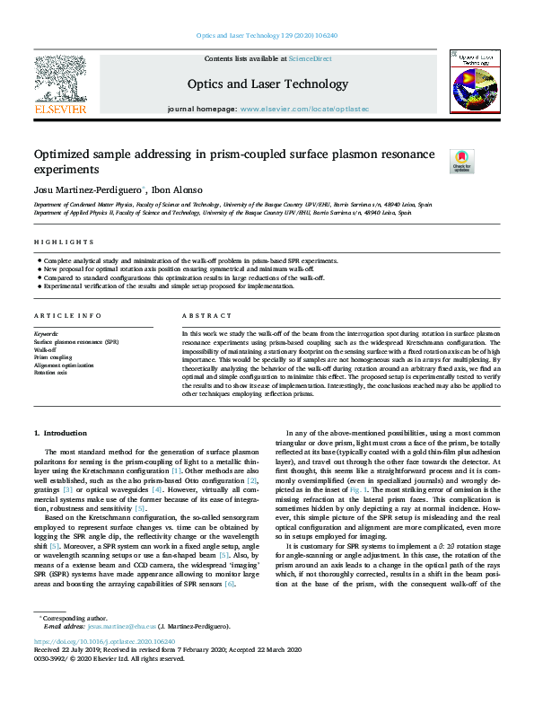 (PDF) Optimized sample addressing in prism-coupled surface plasmon ...