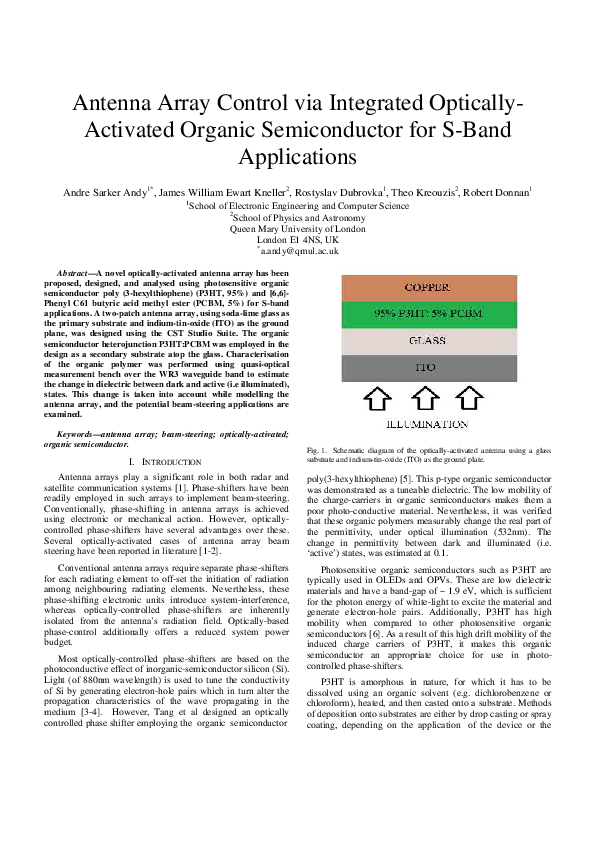 (PDF) Antenna array control via integrated optically-activated organic semiconductor for S-band ...