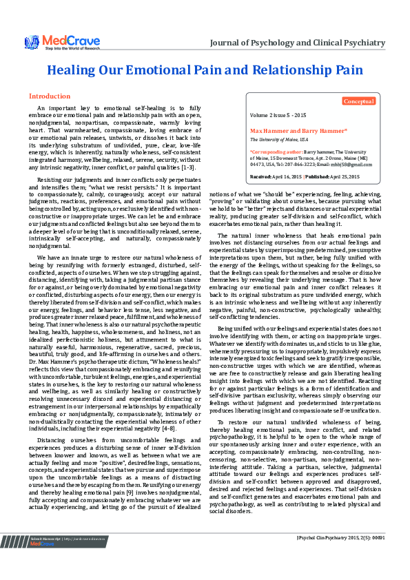 (PDF) Healing Our Emotional Pain and Relationship Pain