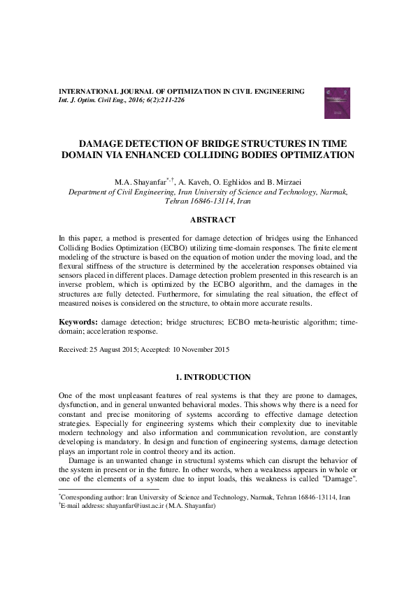 (PDF) Damage Detection of Bridge Structures in Time Domain via Enhanced ...
