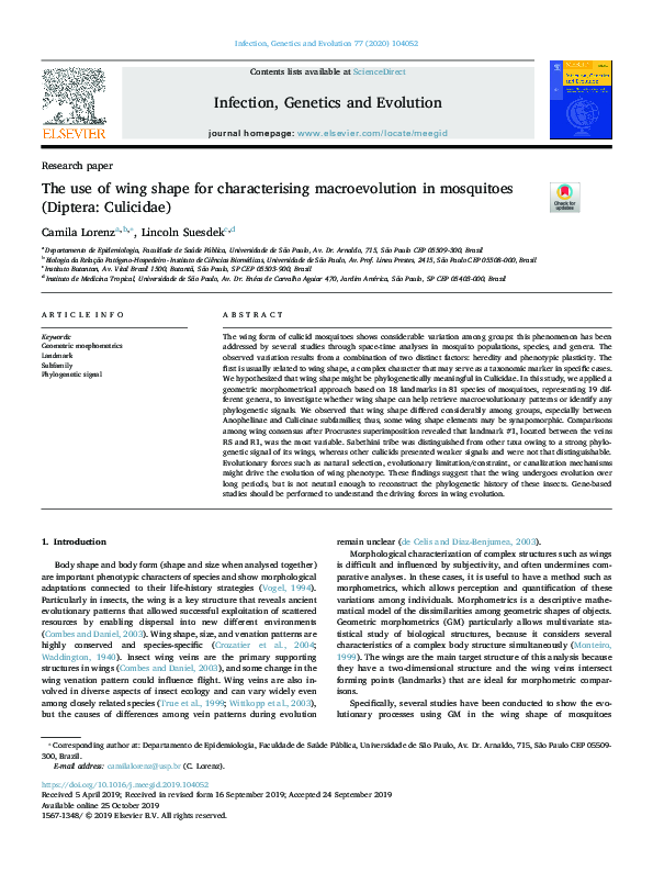 (PDF) The use of wing shape for characterising macroevolution in ...