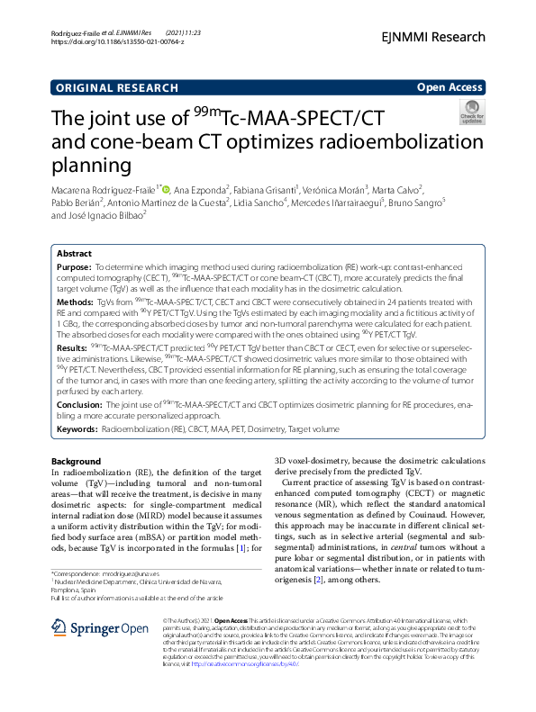 (PDF) The joint use of 99mTc-MAA-SPECT/CT and cone-beam CT optimizes radioembolization planning