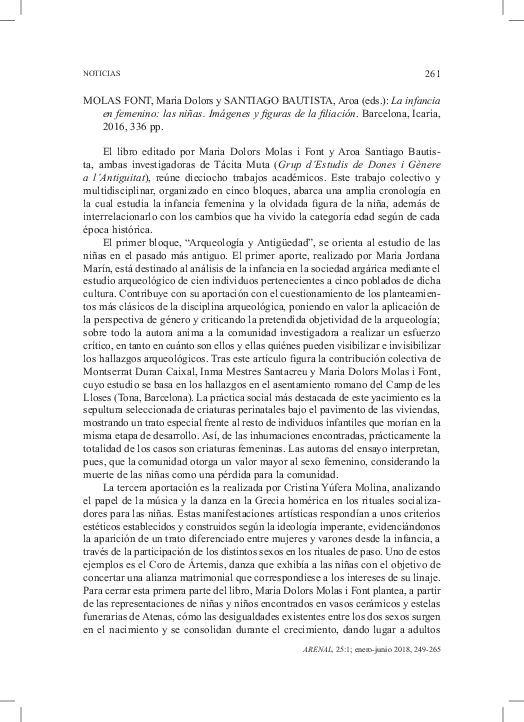 (PDF) MOLAS FONT, Maria Dolors y SANTIAGO BAUTISTA, Aroa (eds.): La ...