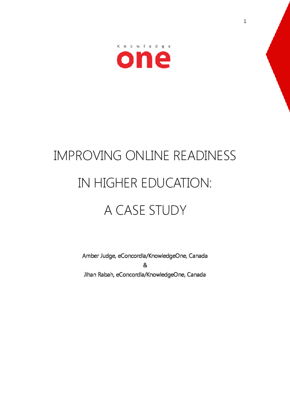 (PDF) Improving Online Readiness in Higher Education: A Case Study