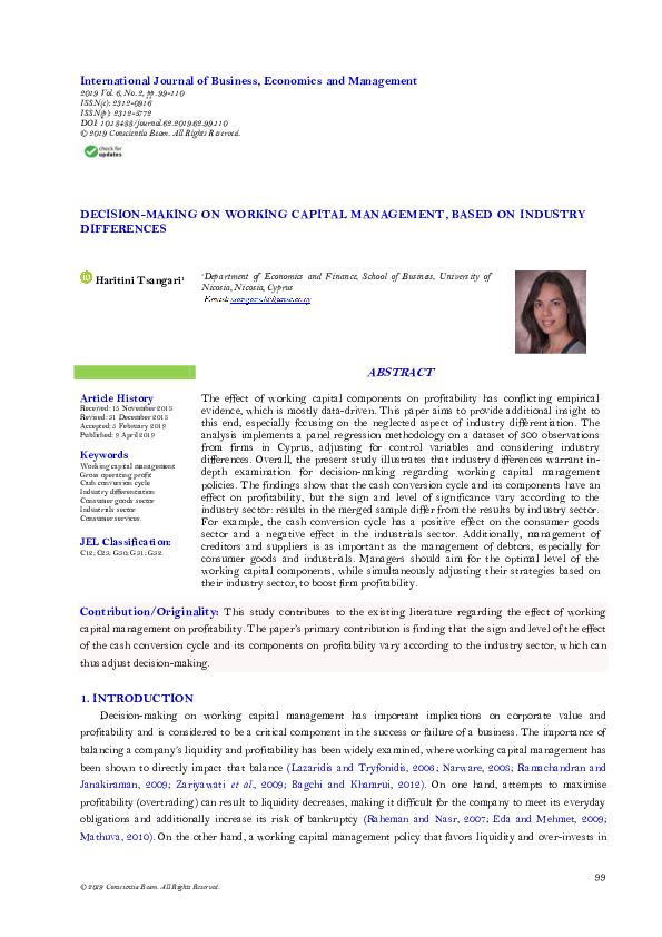 (PDF) Decision-Making on Working Capital Management, Based on Industry ...