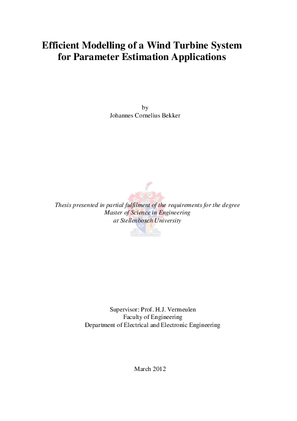 (PDF) Efficient modelling of a wind turbine system for parameter estimation applications